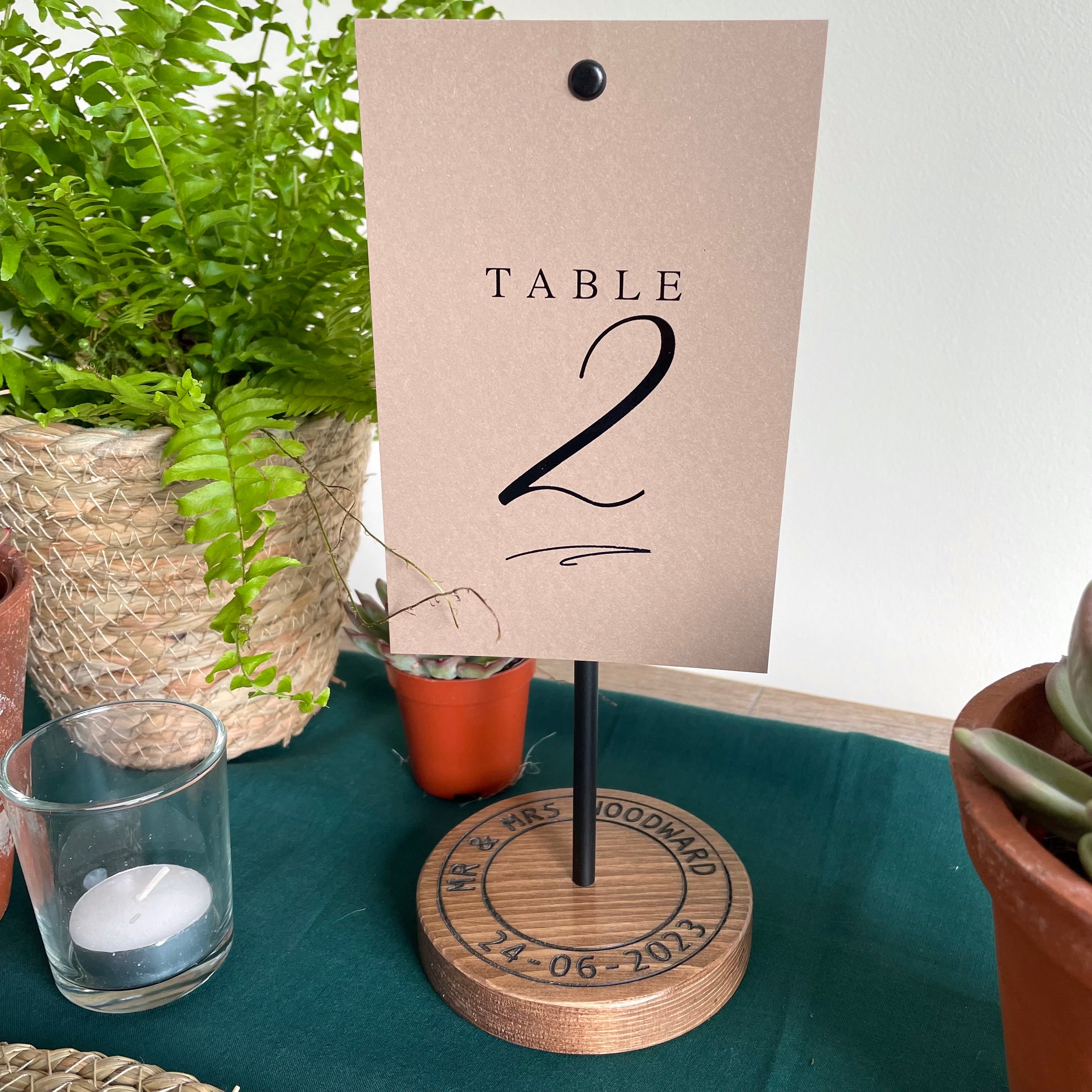 Handmade Table Number Stand with Numbers – Confetti Sweethearts | Table ...
